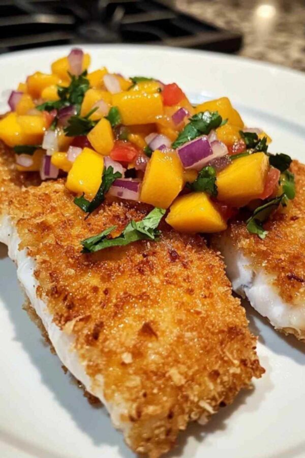 Coconut Crusted Fish with Mango Salsa