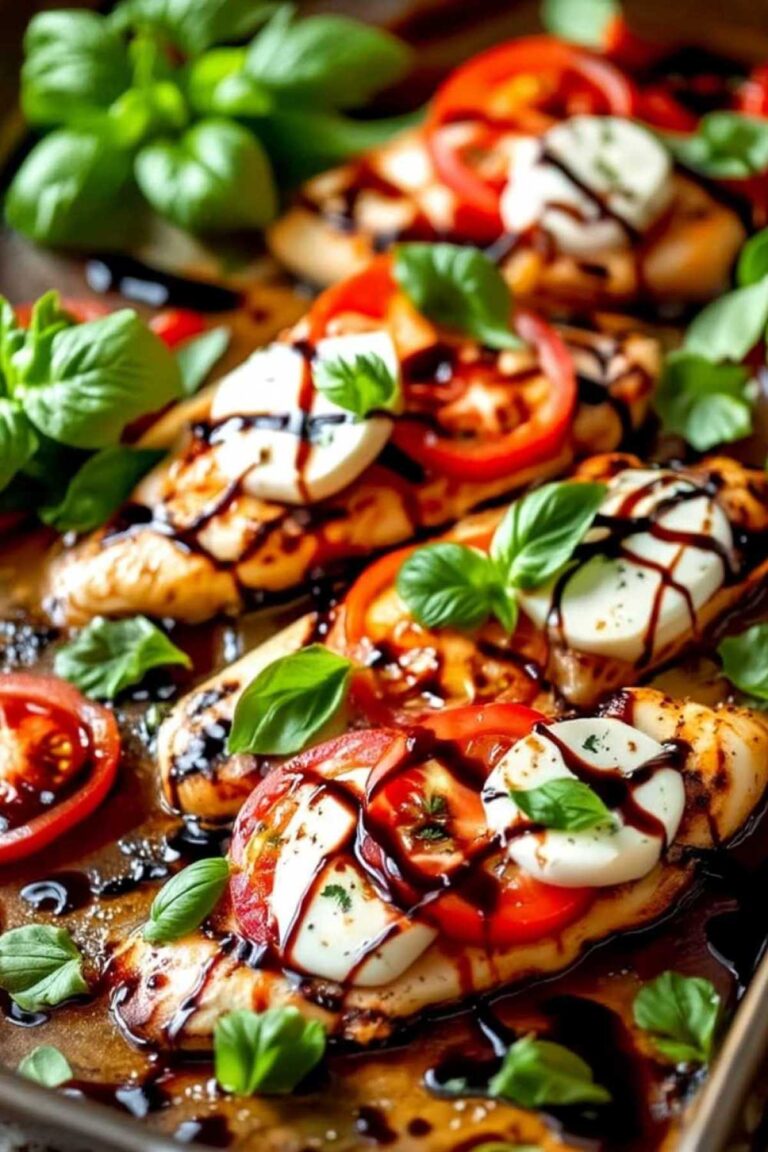 Easy Sheet Pan Caprese Chicken Dinner Recipe (30 Minutes)