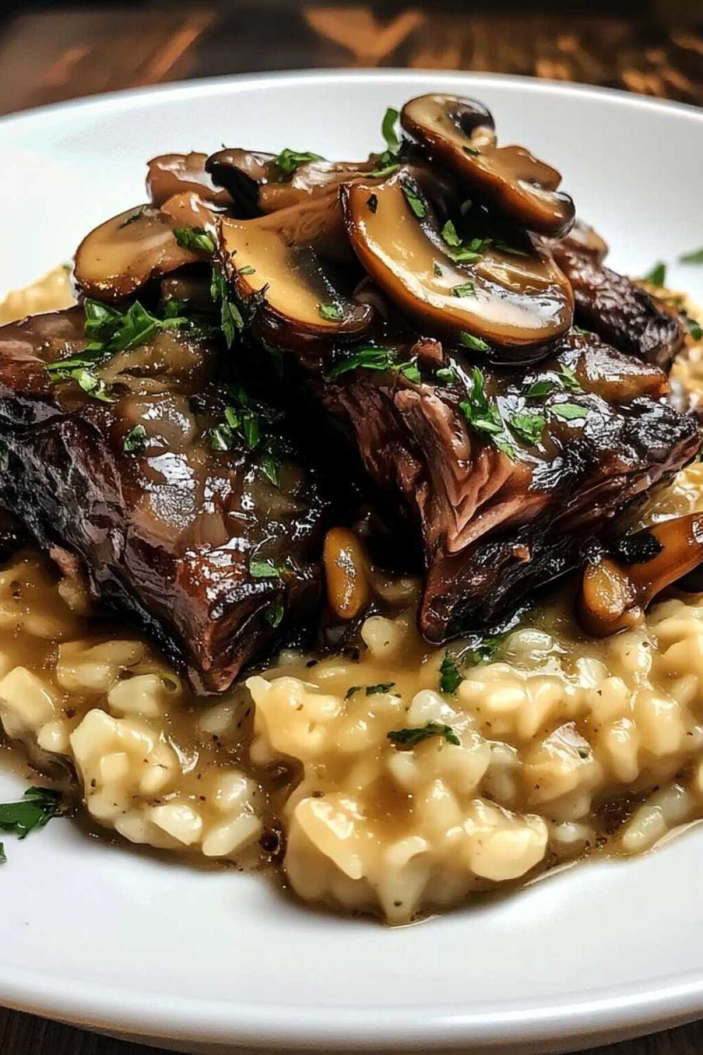 Beef Short Ribs with Mushroom Risotto – Rich, Creamy & Tender