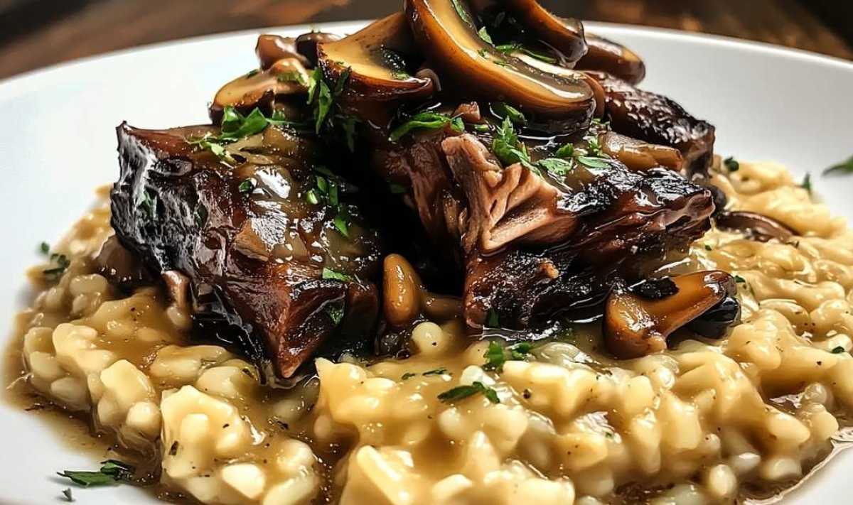 Beef Short Ribs with Mushroom Risotto – Rich, Creamy & Tender