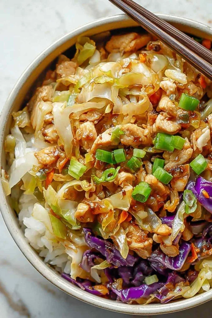Egg Roll Bowls with Chicken and Cabbage: Easy 10-Minute High-Protein Meal