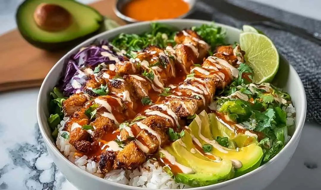 Sweet Chili Chicken Bowl with Coconut Lime Drizzle Recipe (Easy)