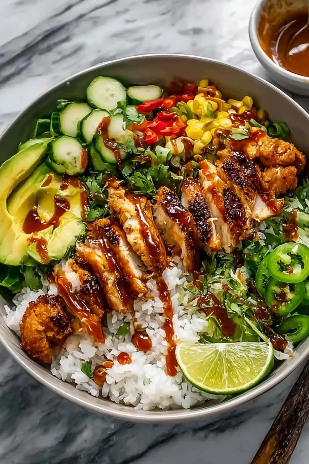 Sweet Chili Chicken Bowl with Coconut Lime Drizzle Recipe (Easy)