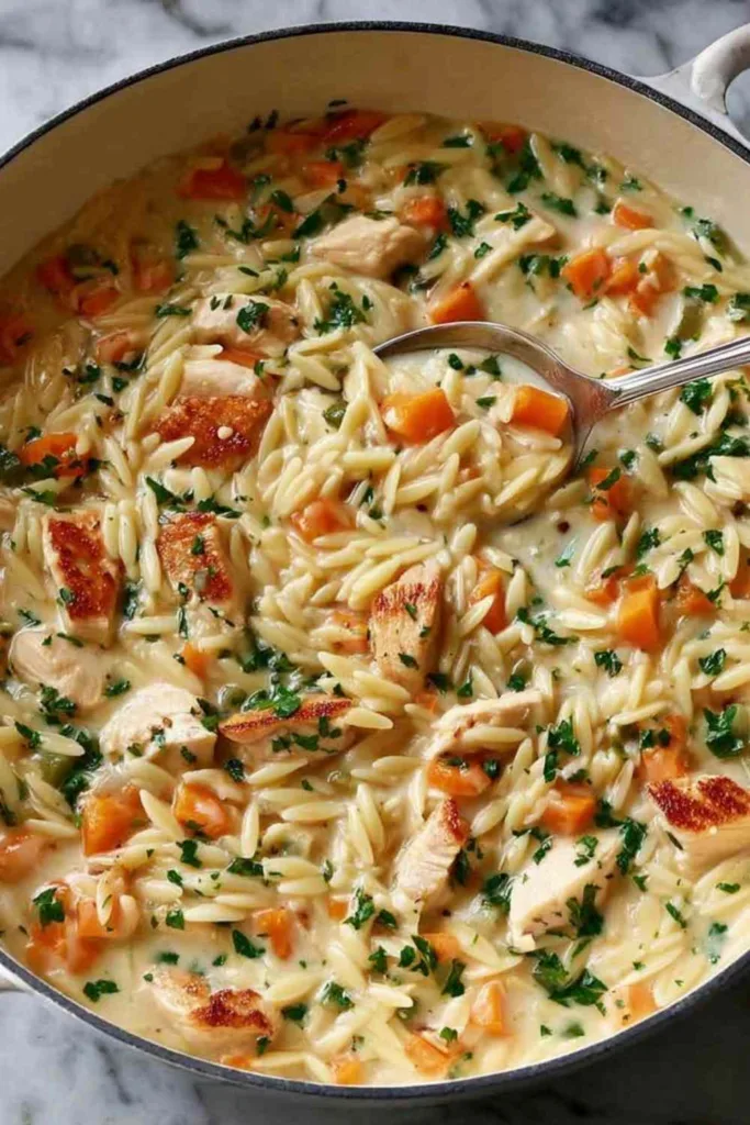 Creamy Chicken Pot Pie Orzo: Easy 30-Minute One-Pot Recipe