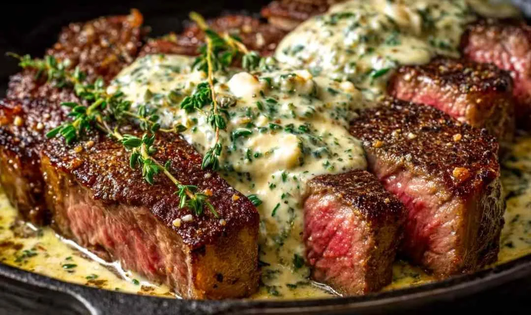 Garlic Butter Steak with Parmesan Cream Sauce (Easy 30-Min Dinner)