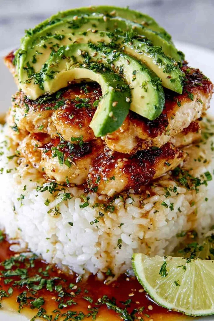 Honey Lime Chicken Avocado Rice Stack: Easy 55-Minute Dinner