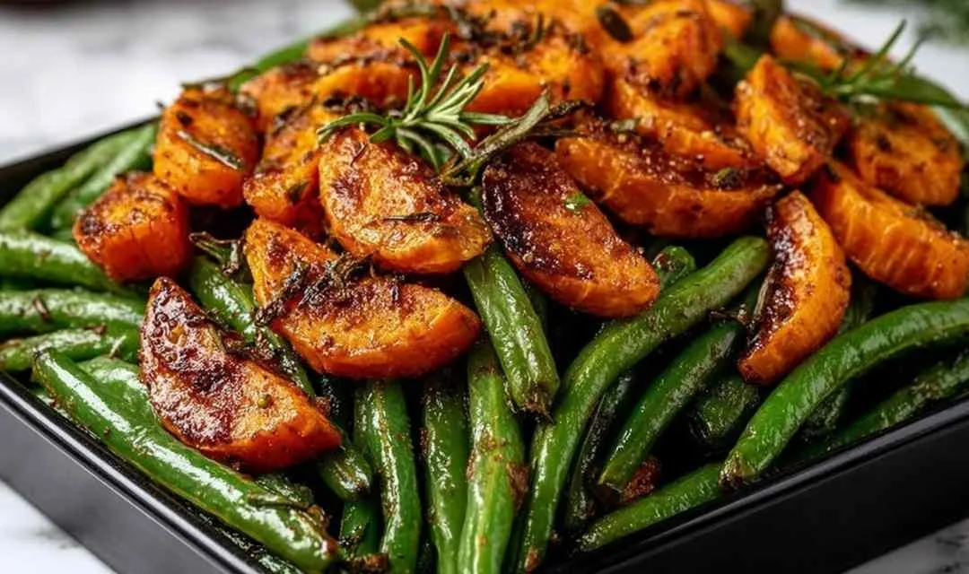 Sweet Potato Green Bean Tray Bake | Quick 40-Minute Sheet Pan Dinner